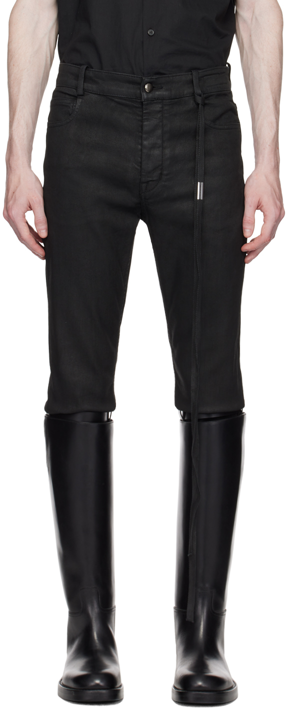 Ann Demeulemeester Black Waxed Jeans In 099 Black - 70% Off
